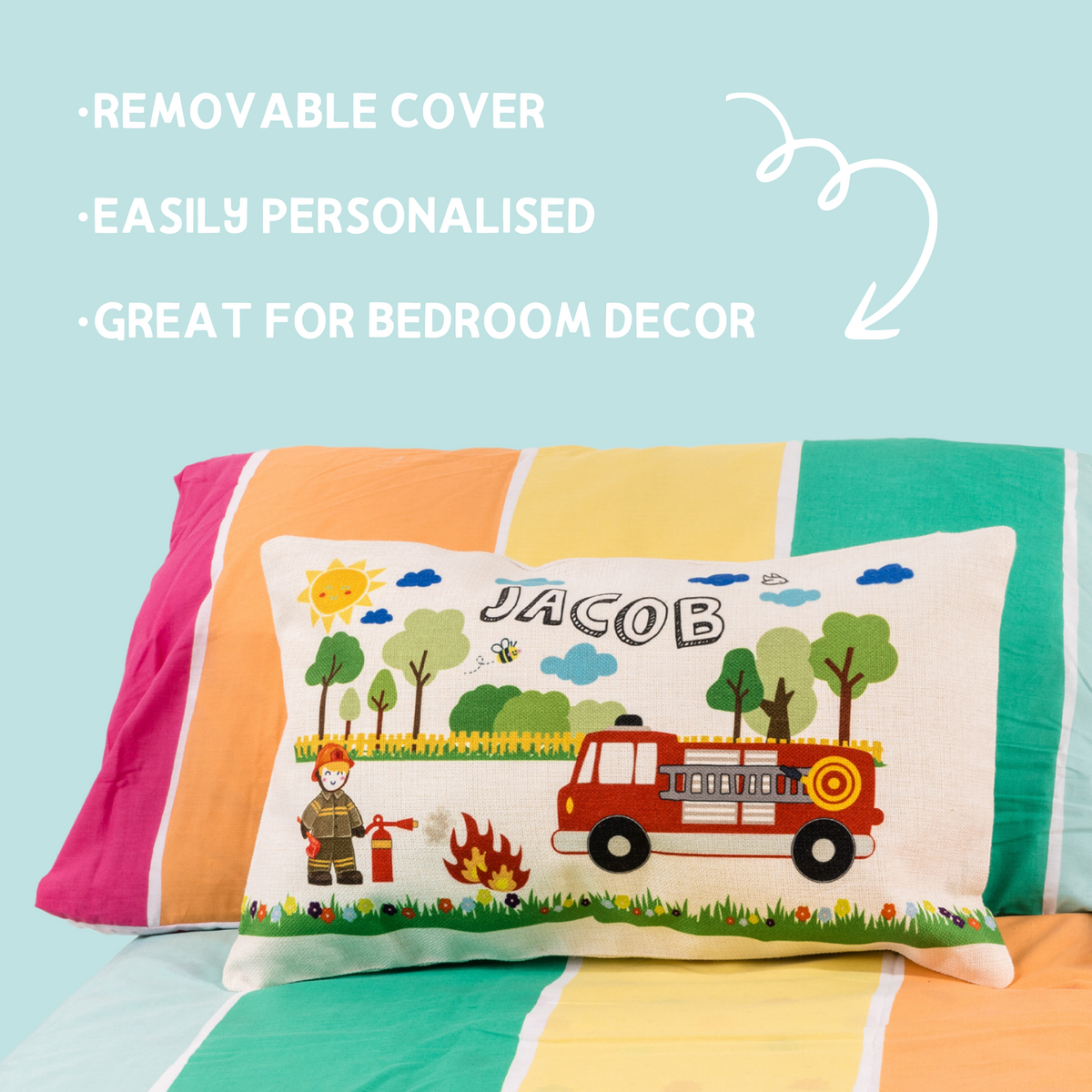 Personalised Fire Fighter Illustration Cushion | Gifting Knot