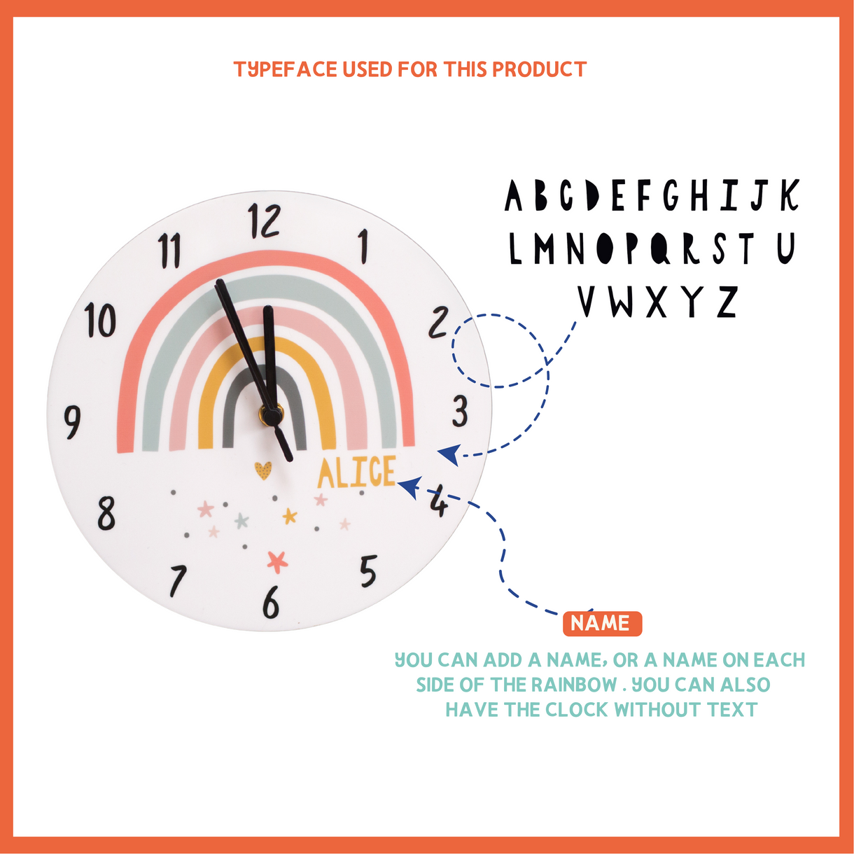 Modern Earth Rainbow Personalised Bedroom Clock – Gifting Knot