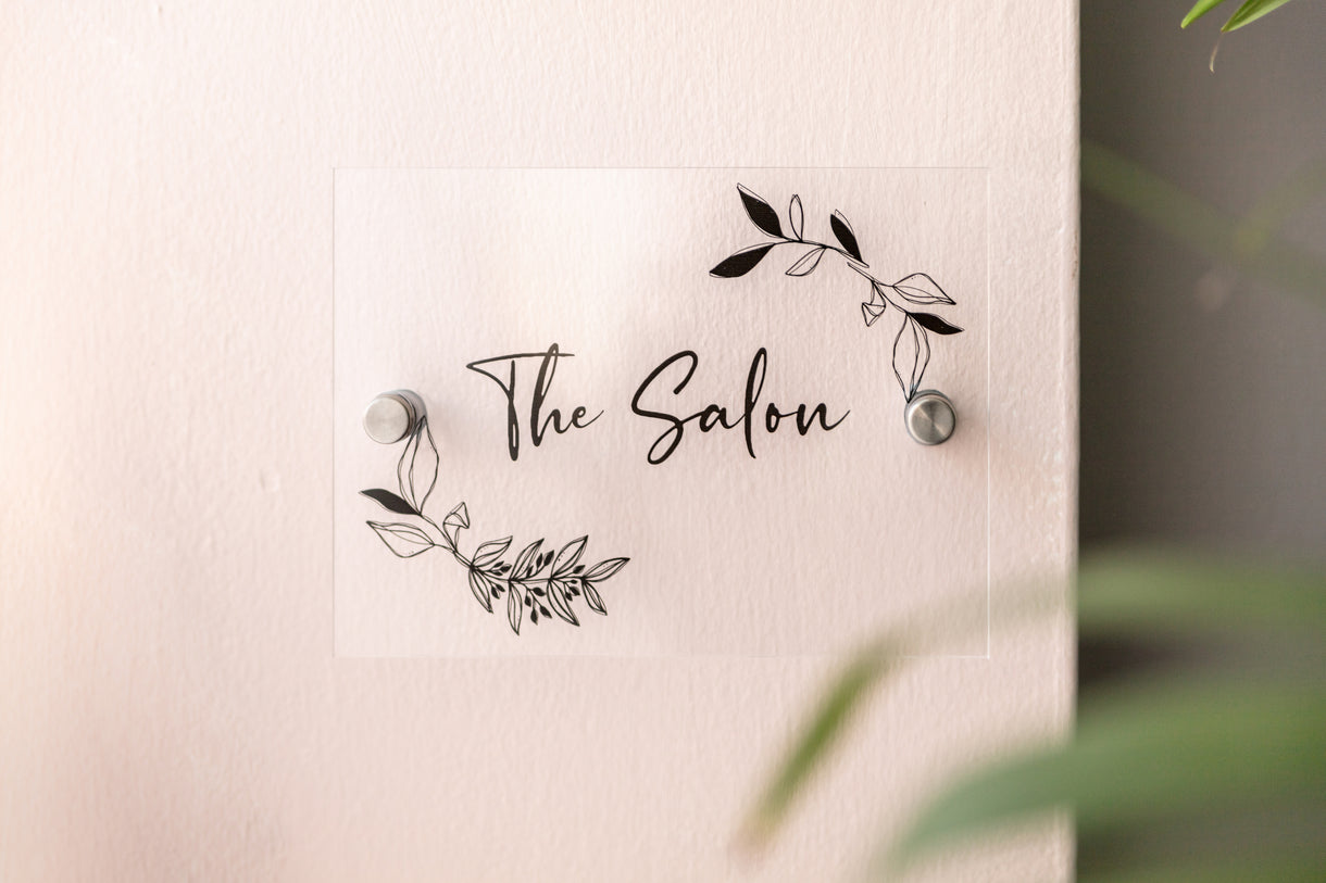 Personalised Wall Mounted Acrylic Leaves Office Sign – Gifting Knot
