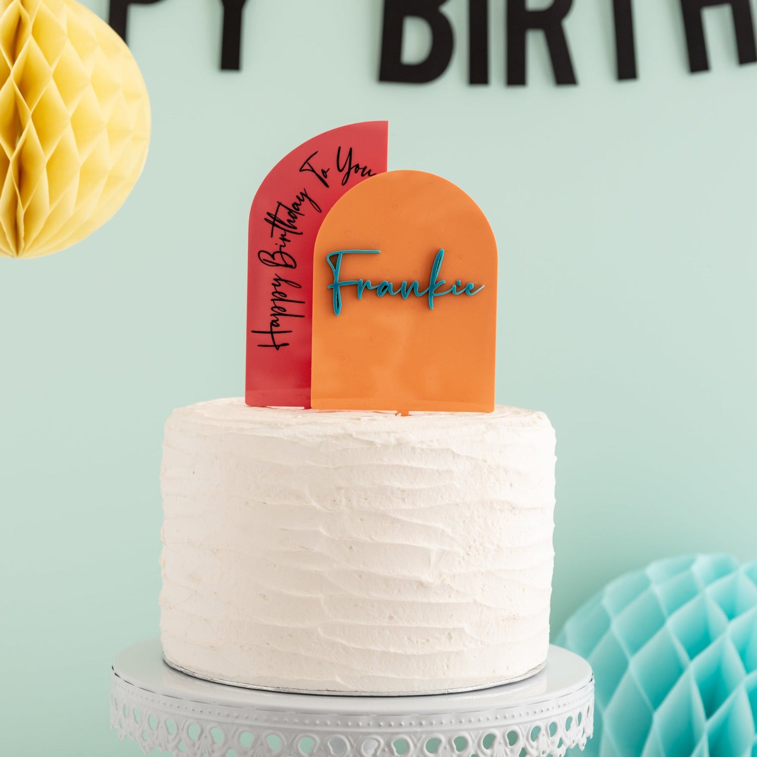 Double Layer Arch Personalised Cake Topper Set | Gifting Knot