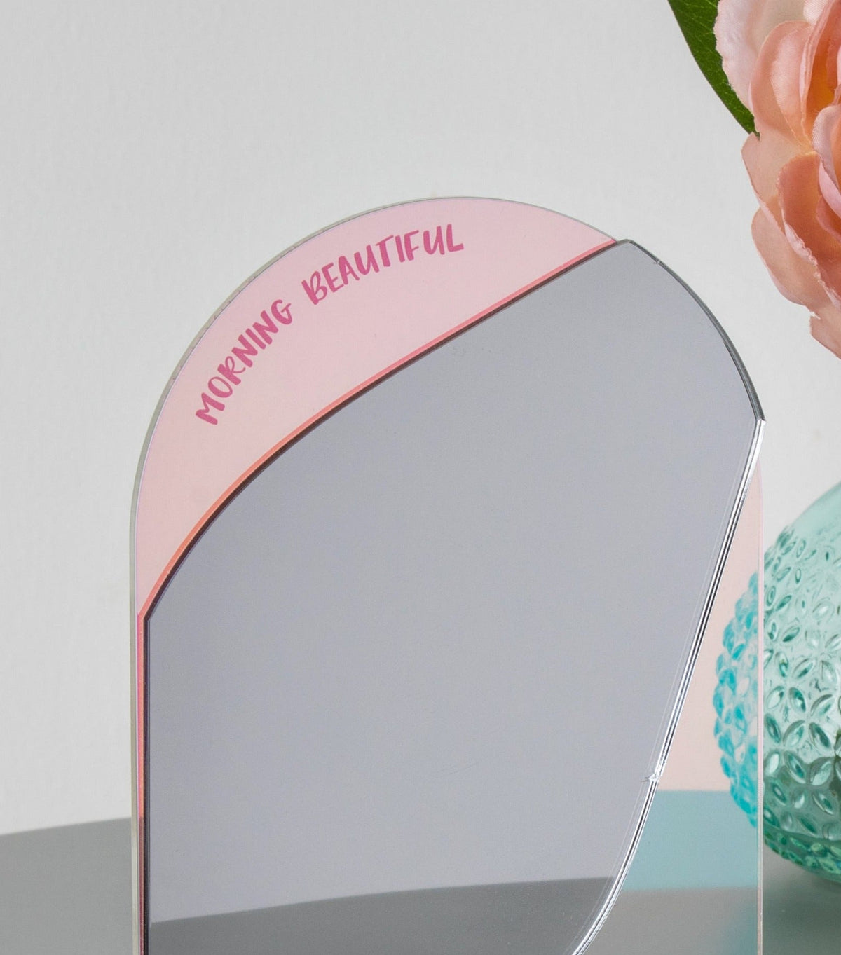 Personalised Iridescent Arch Side Table Mirror Stand | Gifting Knot