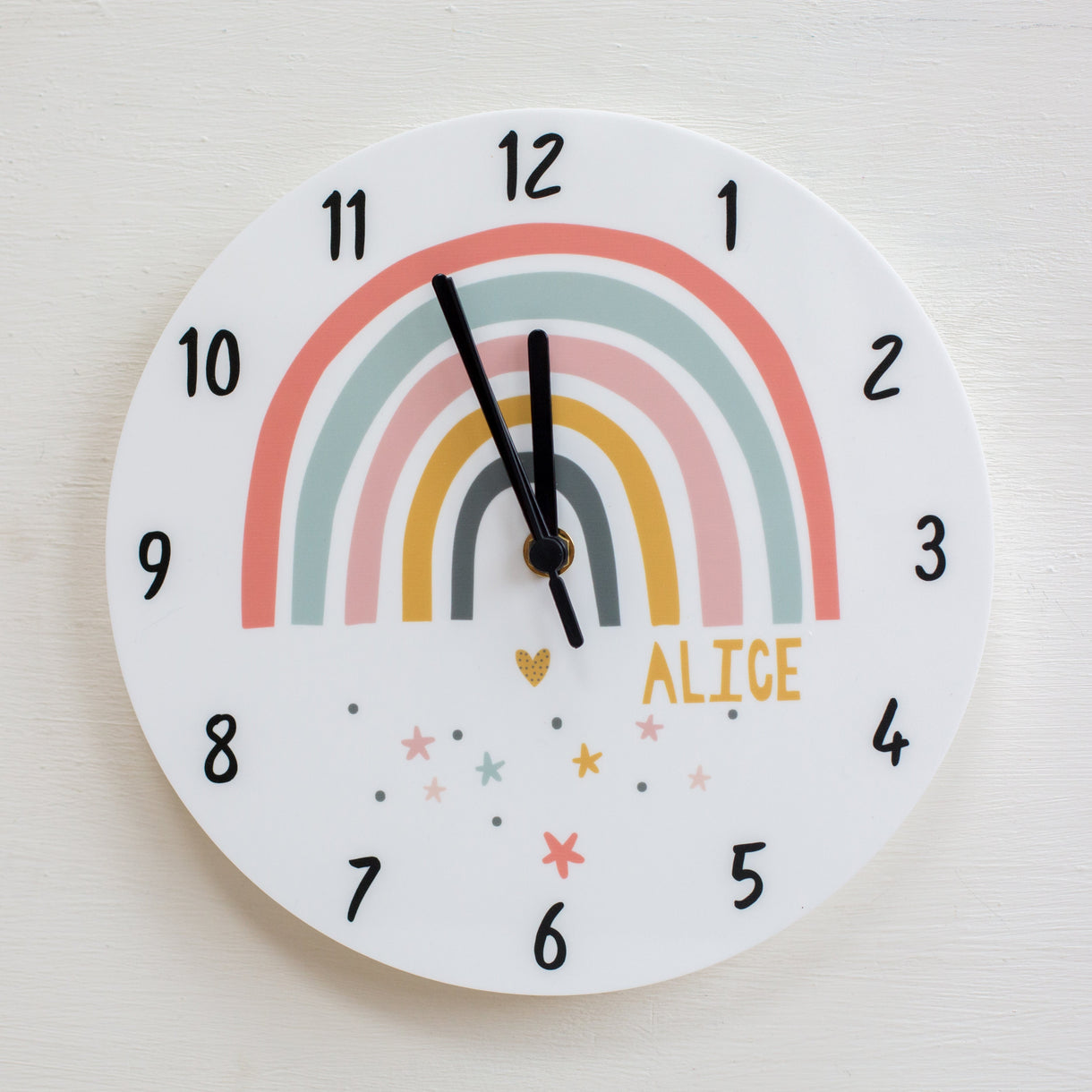 Modern Earth Rainbow Personalised Bedroom Clock – Gifting Knot