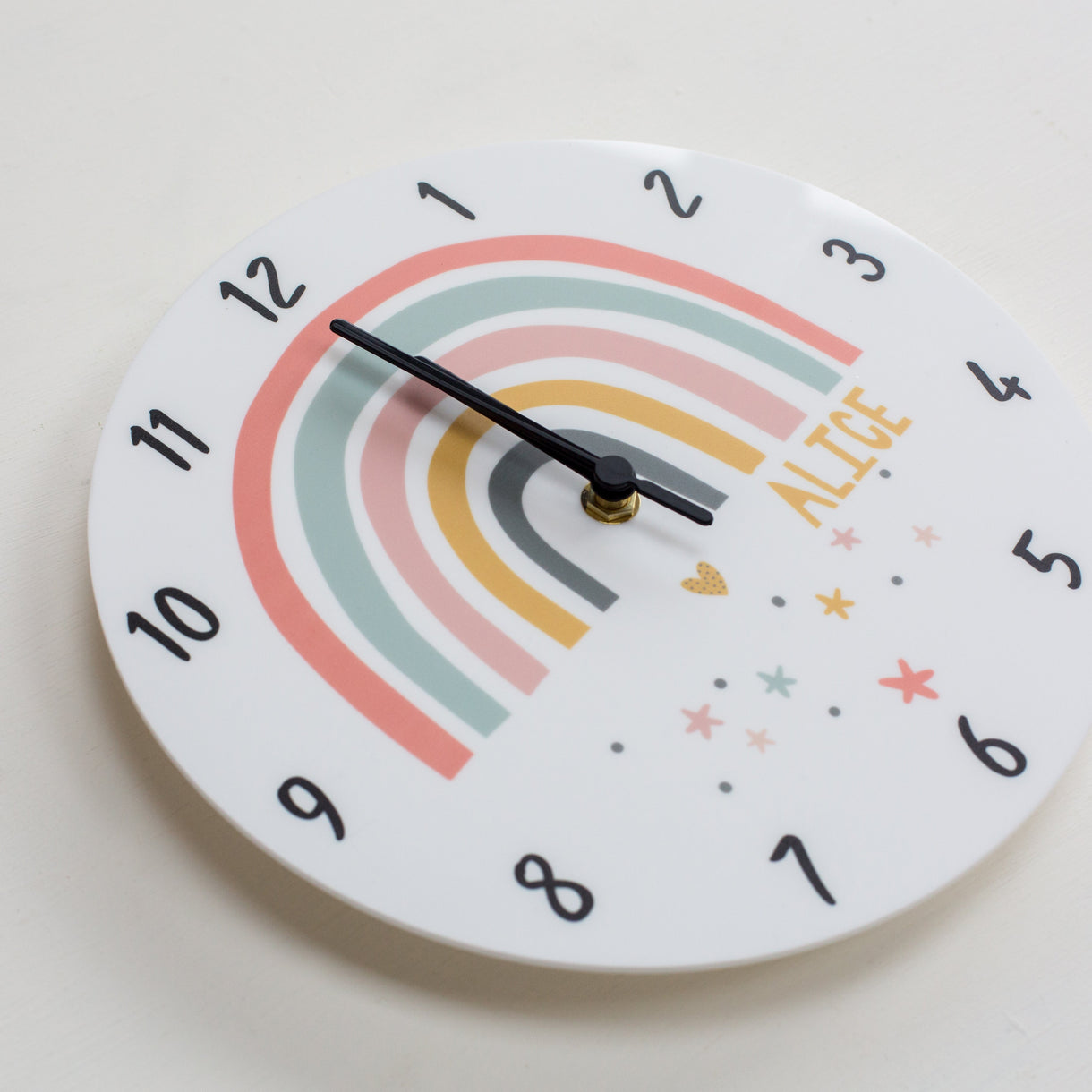 Modern Earth Rainbow Personalised Bedroom Clock – Gifting Knot
