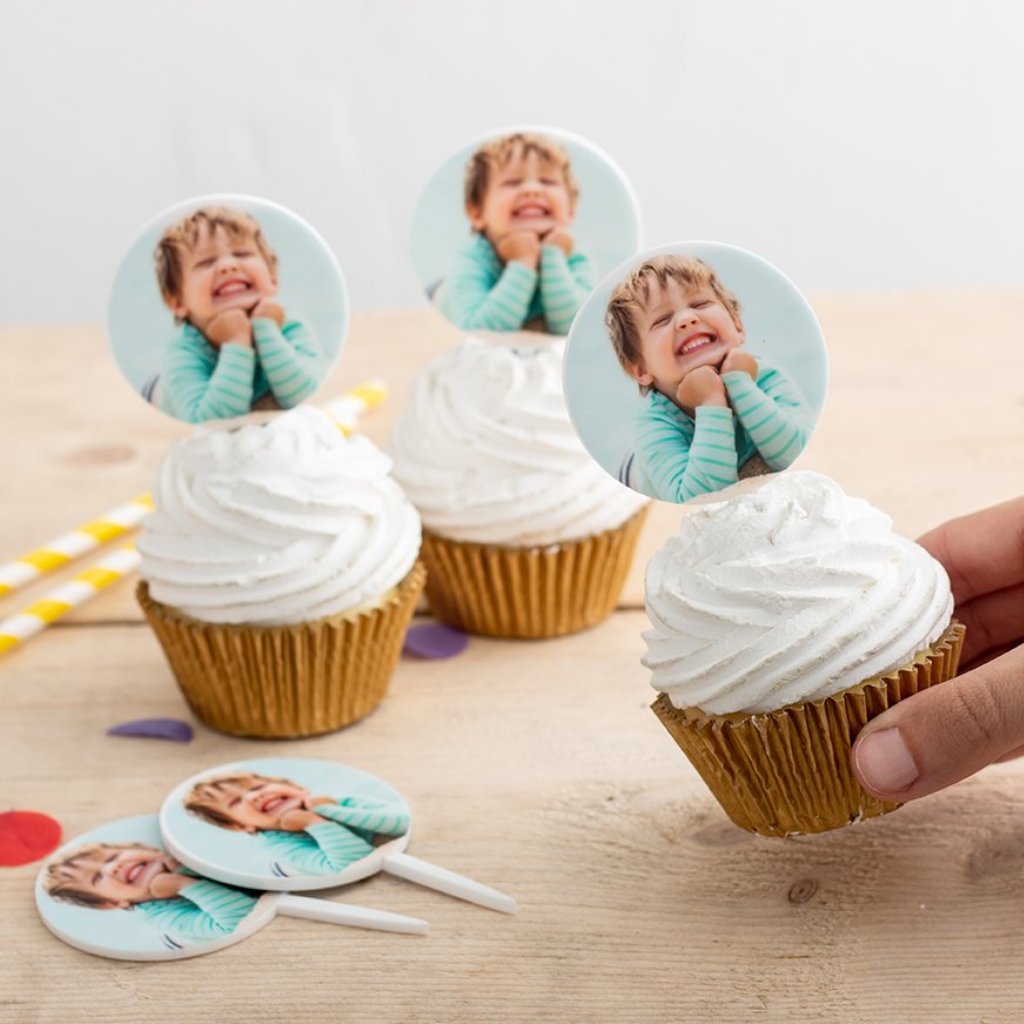 Custom Printed Photo Cupcake Toppers | Photo Cake Topper Set | Gifting Knot