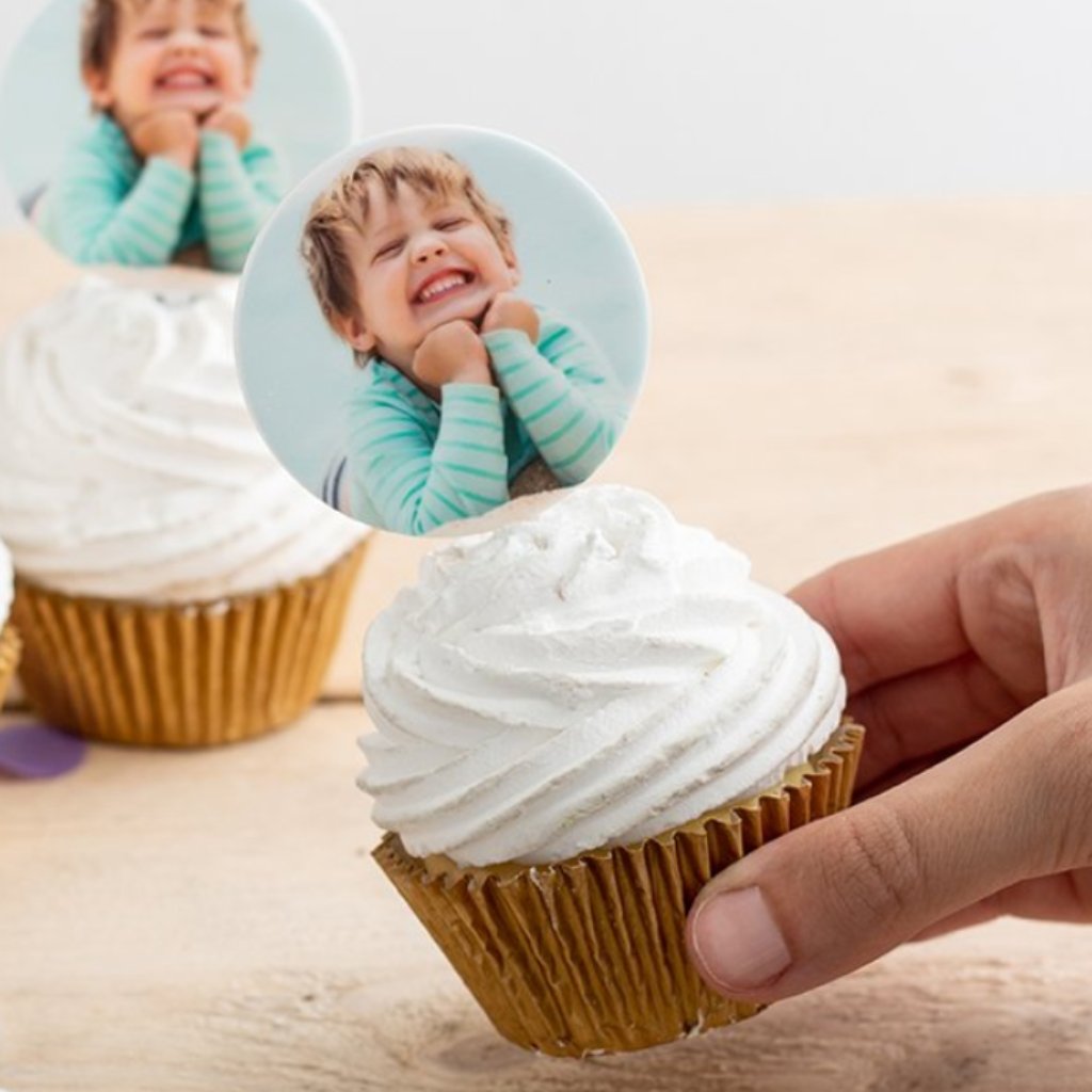 Custom Printed Photo Cupcake Toppers | Photo Cake Topper Set | Gifting Knot