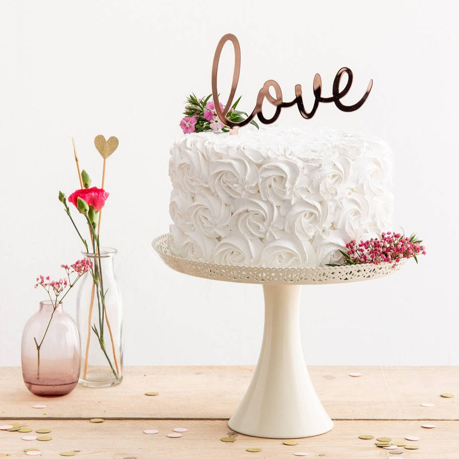 Large Slanted Love Cake Topper | Romantic Cake Decoration | Gifting Knot