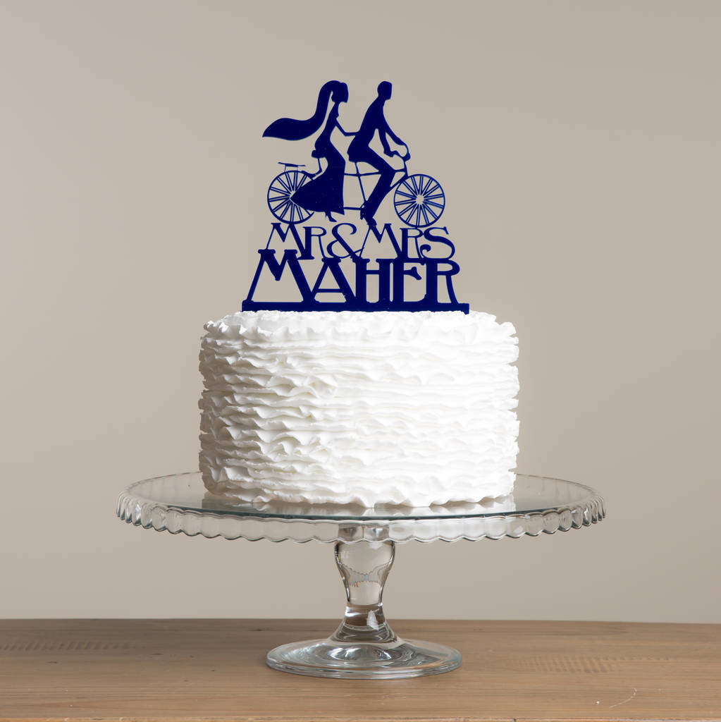 Mr And Mrs Personalised Tandem Bike Wedding Cake Topper | Gifting Knot