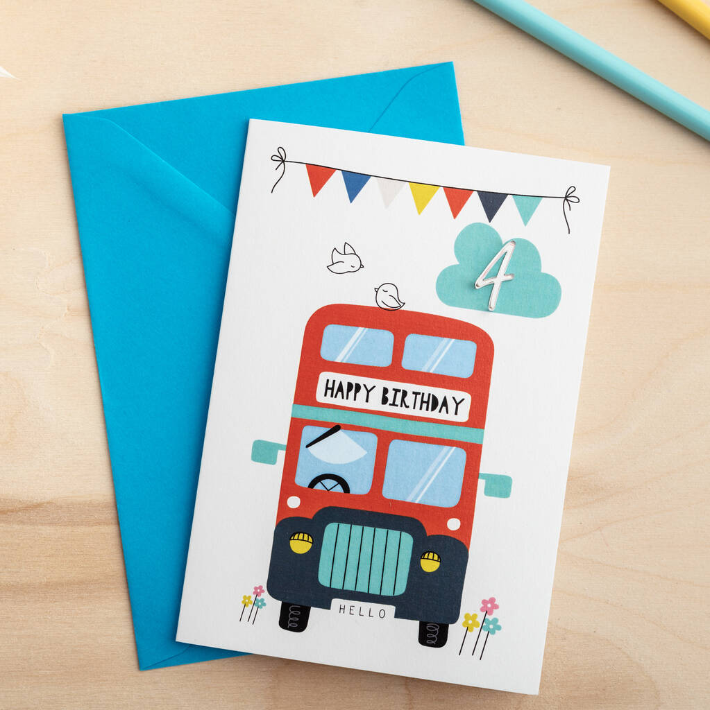 Personalised Bus Birthday Card With 3D Age | Gifting Knot
